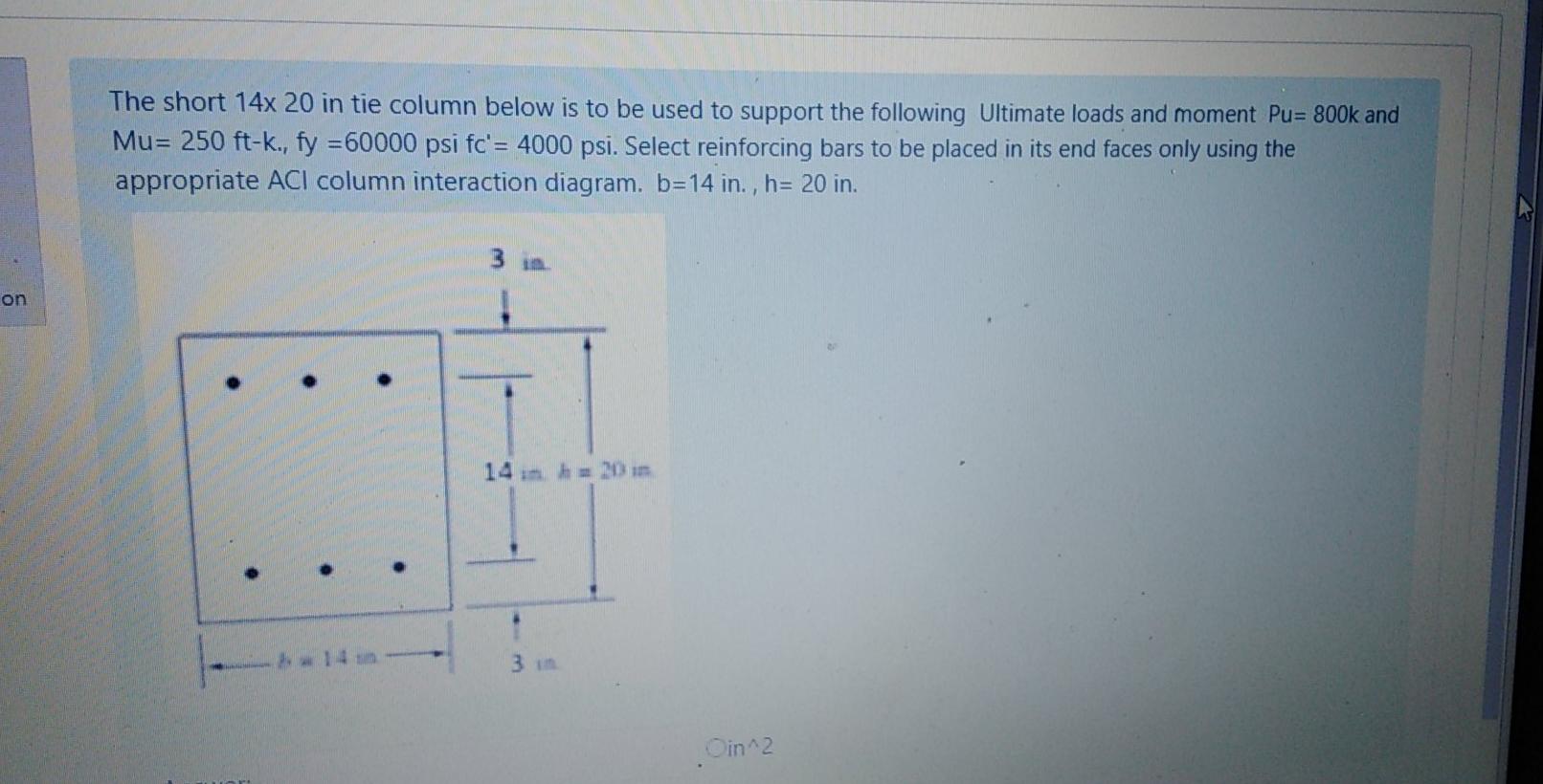 Solved The short 14x 20 in tie column below is to be used to | Chegg.com