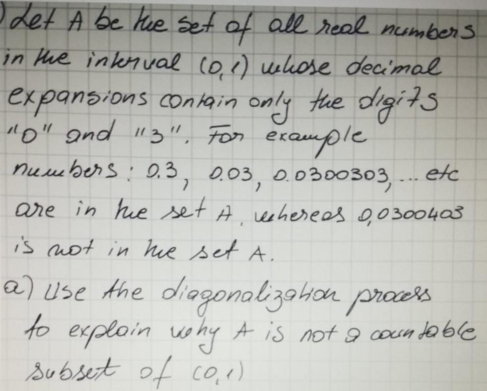Solved etc Let A be lue Set of all real numbers in the | Chegg.com