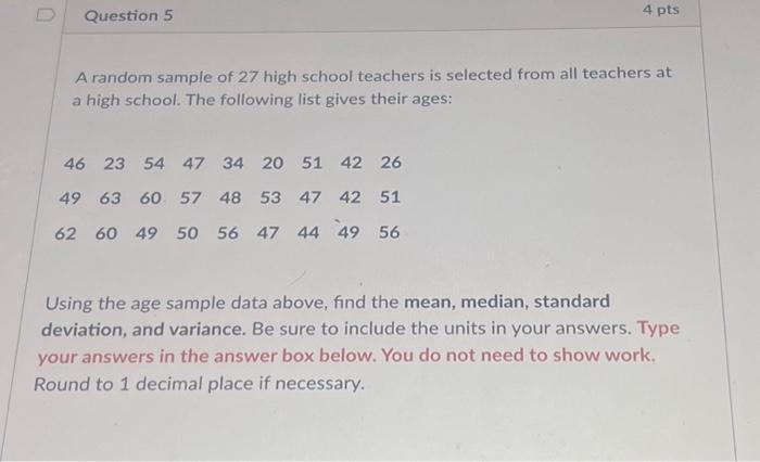 Solved A random sample of 27 high school teachers is | Chegg.com