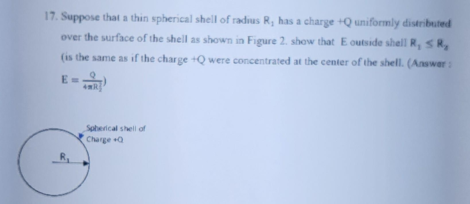[Solved]: 17. Suppose that a thin spherical shell of ra