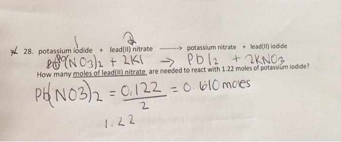 Solved * 28. potassium iodide + lead(II) nitrate ---...--> | Chegg.com
