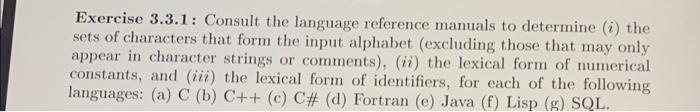 Solved Exercise 3.3.1: Consult the language reference | Chegg.com