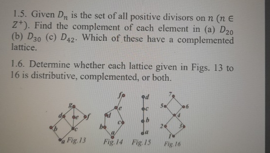 Solved 1.5. ﻿Given Dn ﻿is the set of all positive divisors | Chegg.com