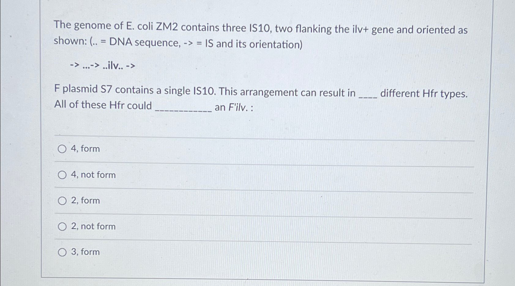 Solved The genome of E. ﻿coli ZM2 ﻿contains three IS10, ﻿two | Chegg.com
