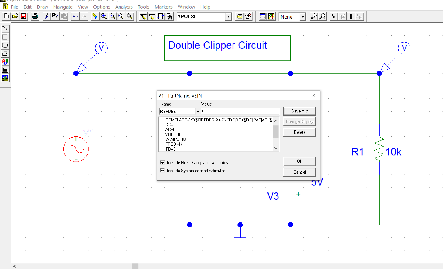 Solved - PSpice Schematics - [ Double Clipper p.1 (current) | Chegg.com