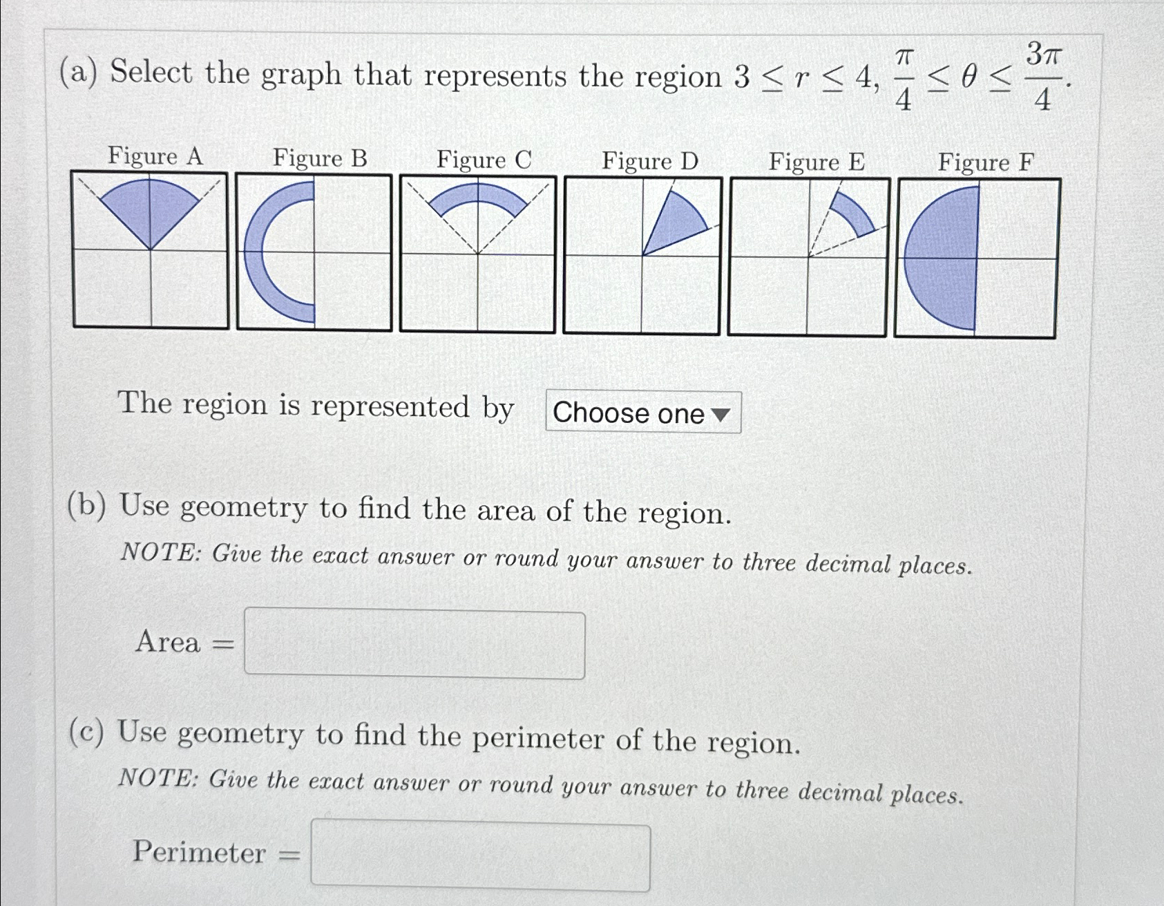Solved (a) ﻿Select the graph that represents the region | Chegg.com