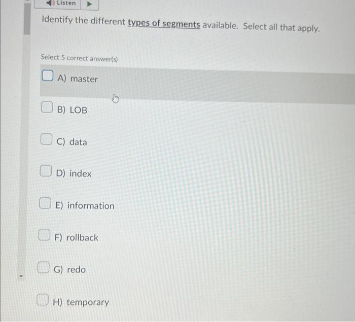 Solved Identify the different types of segments available. | Chegg.com