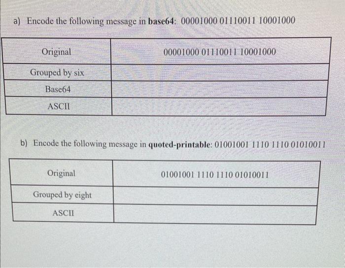 Solved a) Encode the following message in base64: 00001000 | Chegg.com Solved a) Encode the following message in base64: 00001000 | Chegg.com