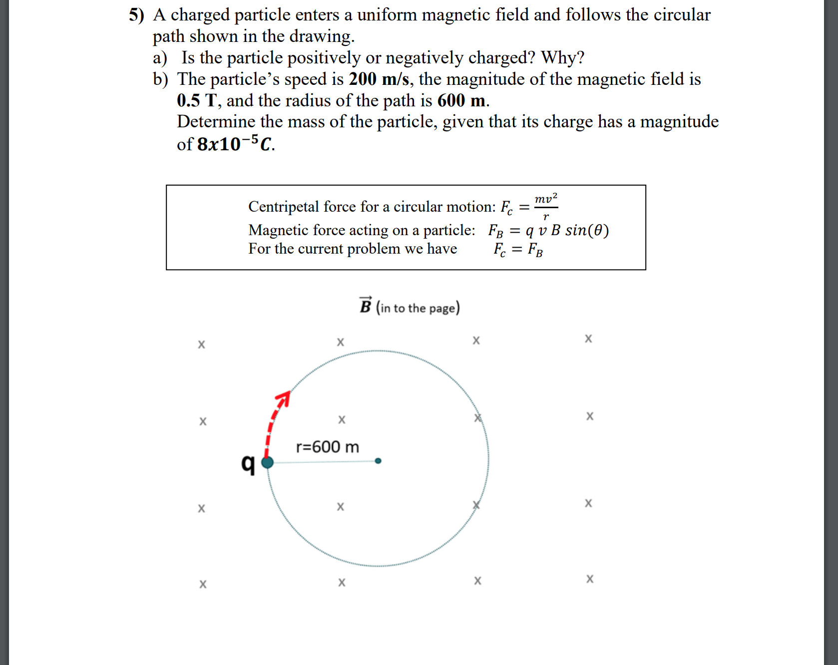 Solved A charged particle enters a uniform magnetic field | Chegg.com