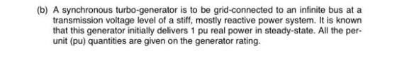 Solved B A Synchronous Turbo Generator Is To Be