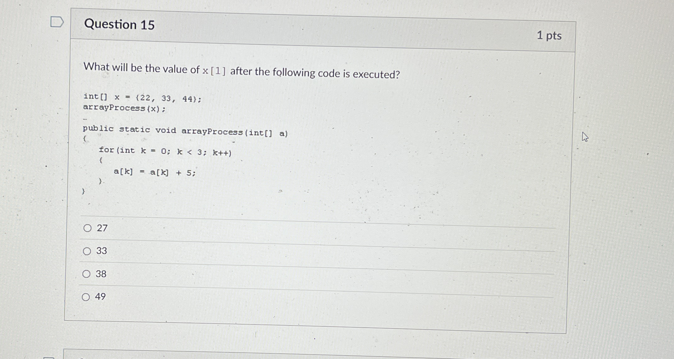 Solved Question 151 ﻿ptsWhat will be the value of x[1] | Chegg.com