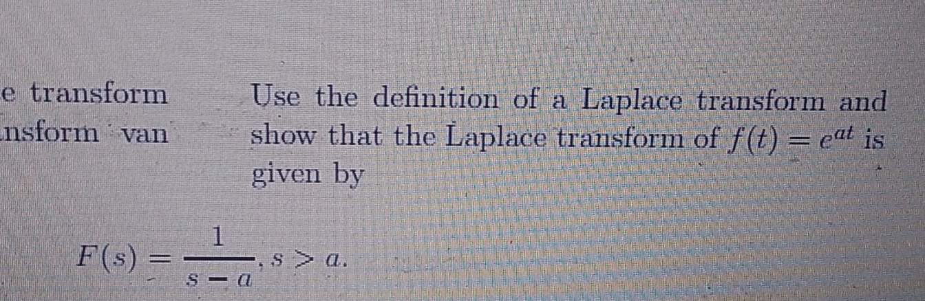 Solved e transform Use the definition of a Laplace transform | Chegg.com