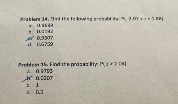 Solved Problem 14. Find the following probability: | Chegg.com