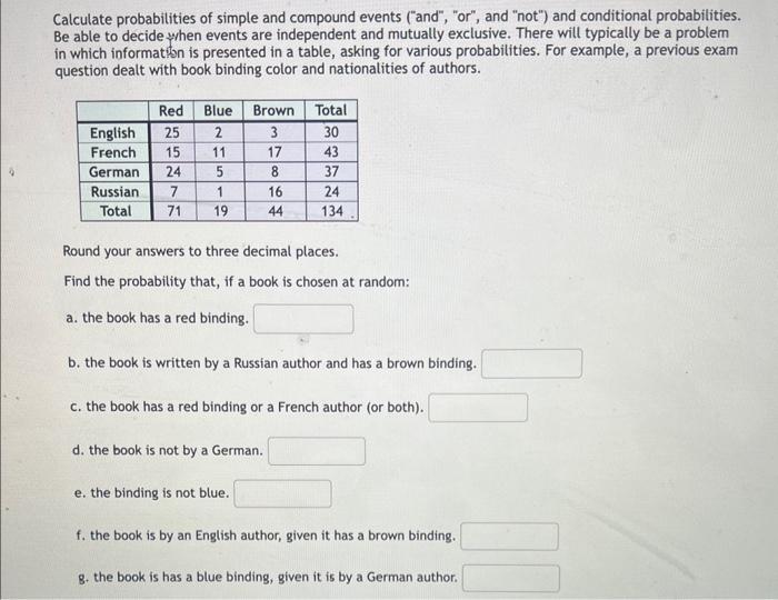 Solved Calculate probabilities of simple and compound events | Chegg.com