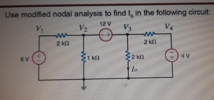 Solved Use modified nodal analysis to find 1, in the | Chegg.com