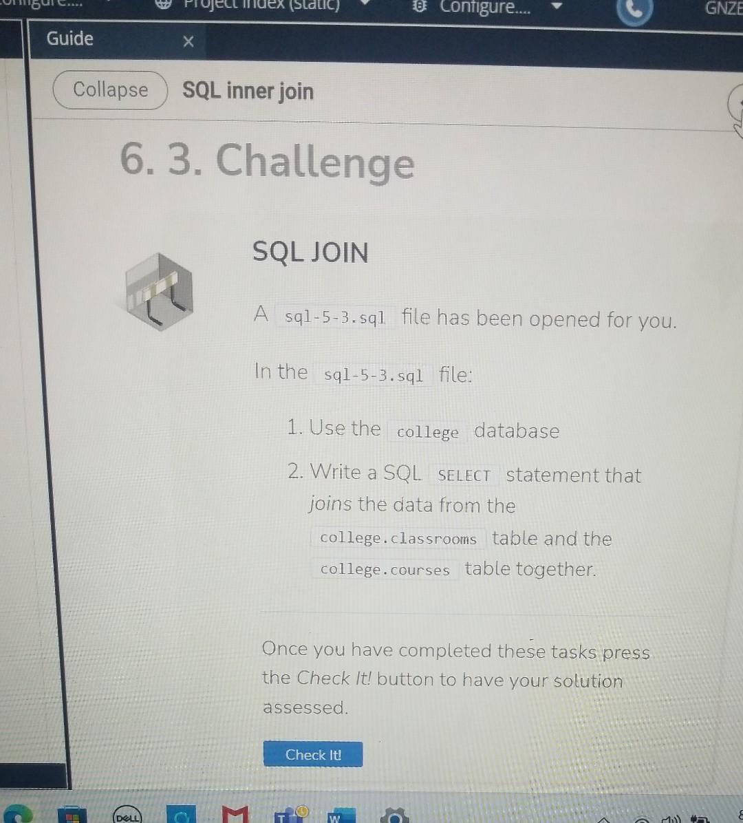 Solved Guide Project X DELL Collapse SQL inner join (Static) | Chegg.com