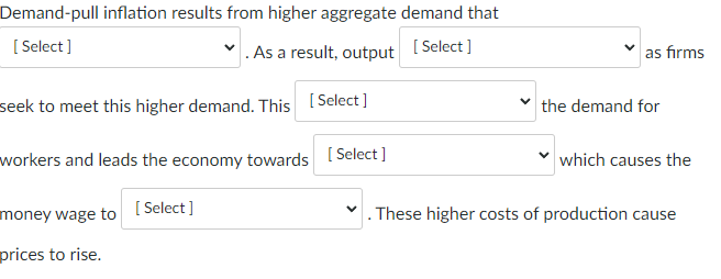 Solved Demand-pull inflation results from higher aggregate | Chegg.com