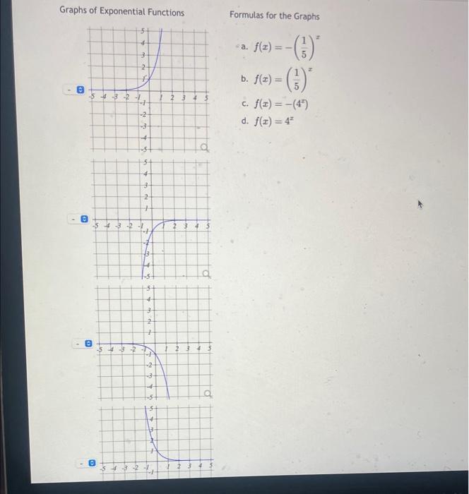 Solved Match the formula of the exponential function to its | Chegg.com