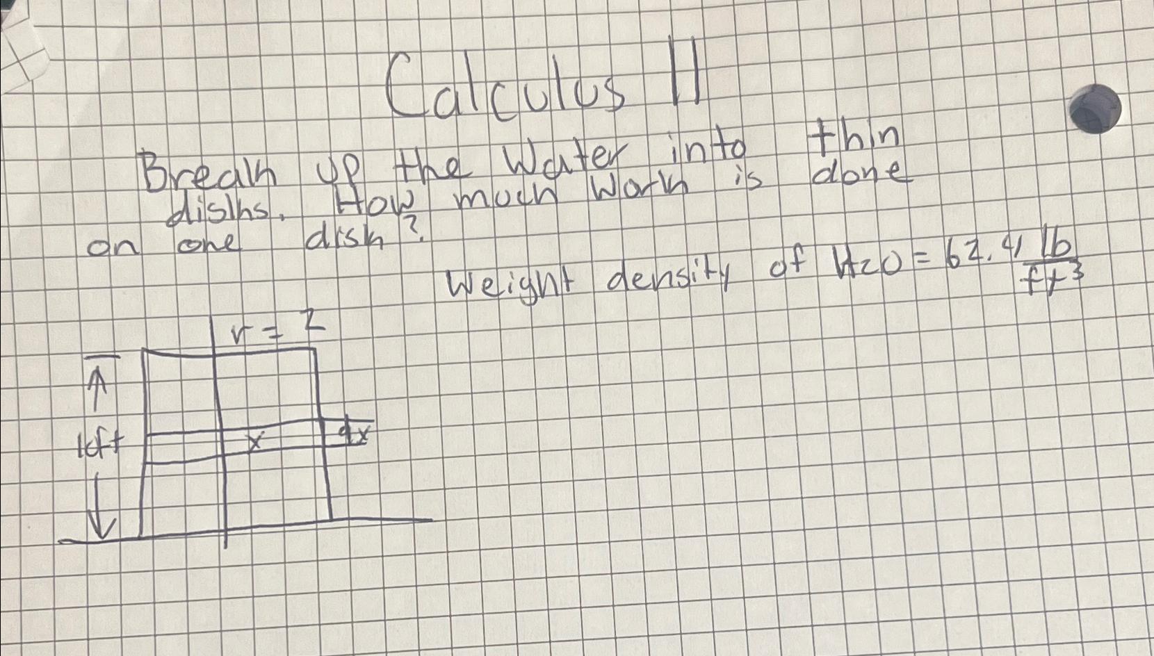 Solved Calculus IIBreak of the Water into thin disks. How | Chegg.com