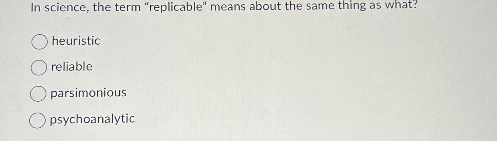 Solved In science, the term "replicable" means about the | Chegg.com