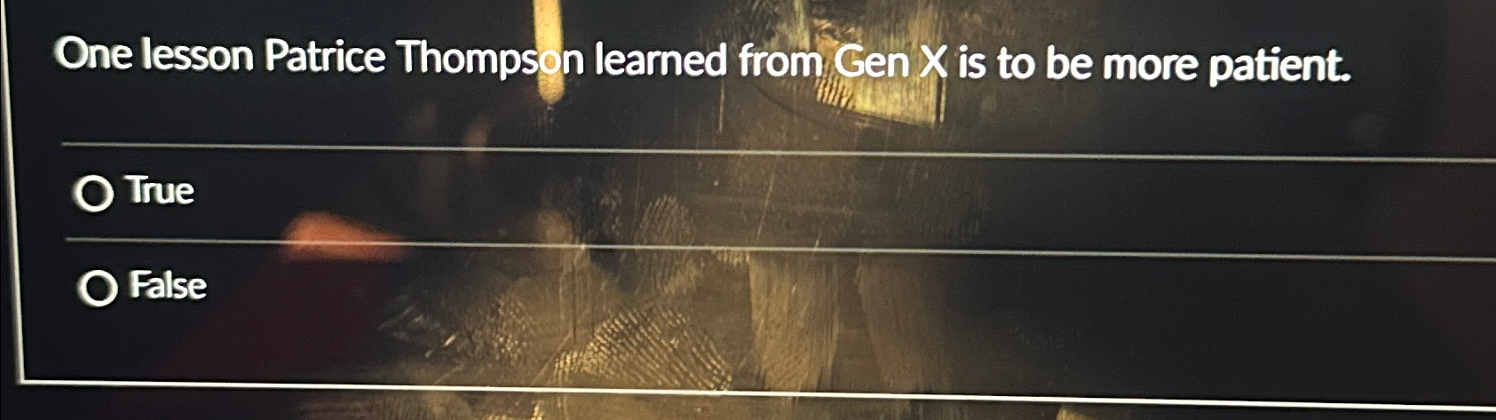 Solved One lesson Patrice Thompson learned from Gen x ﻿is to | Chegg.com