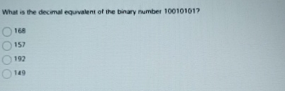 Solved What is the decimal equivalen of the binary number | Chegg.com