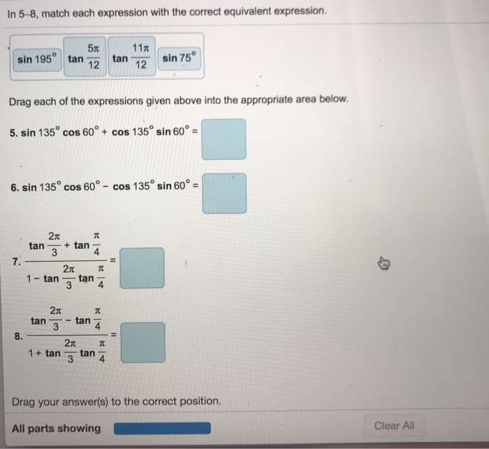 Solved In 5-8, match each expression with the correct | Chegg.com