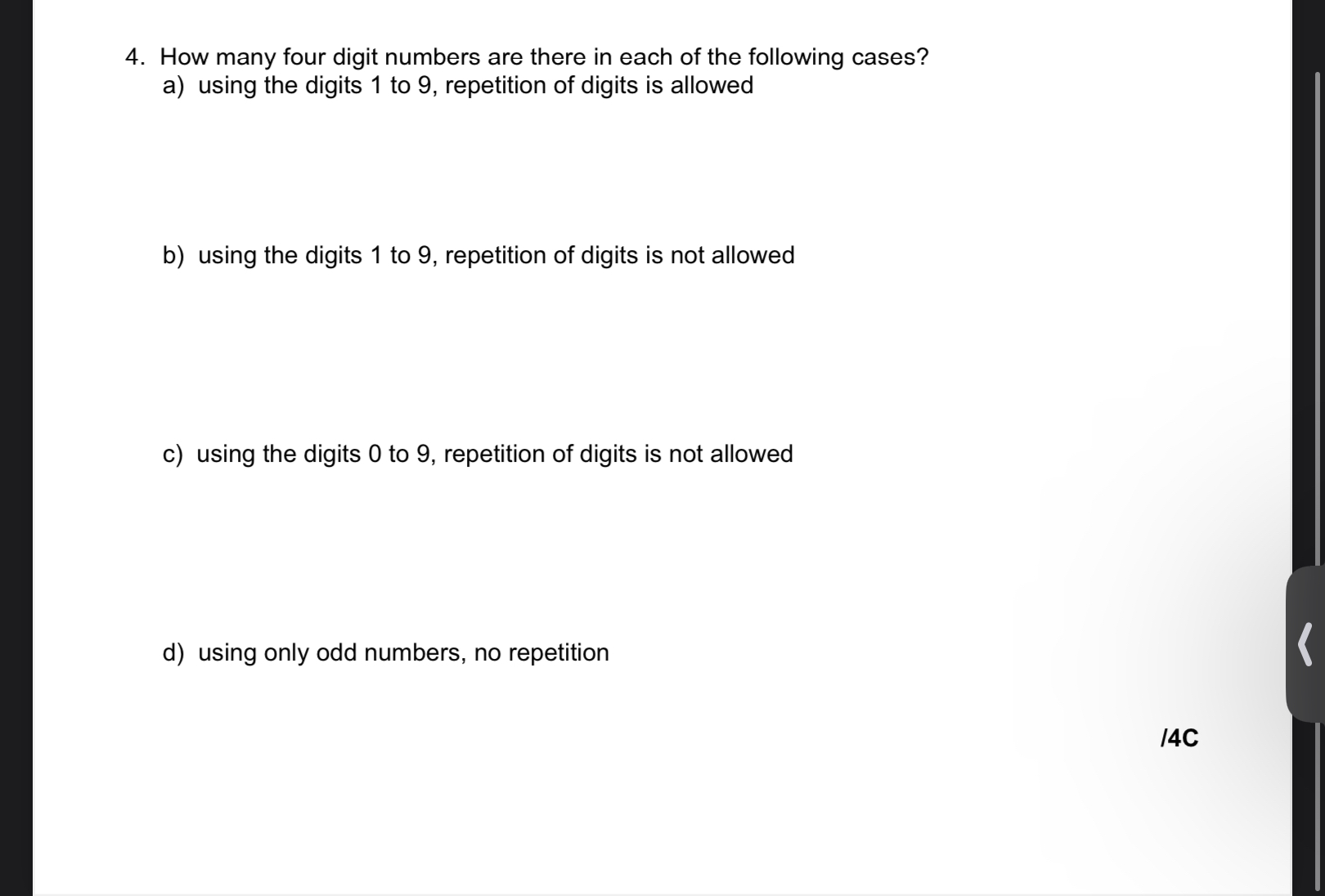 Solved How many four digit numbers are there in each of the | Chegg.com