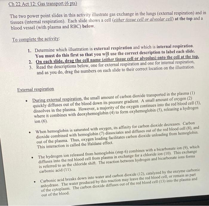 Solved Ch 22 Act 12: Gas transport (6 pts) The two power | Chegg.com