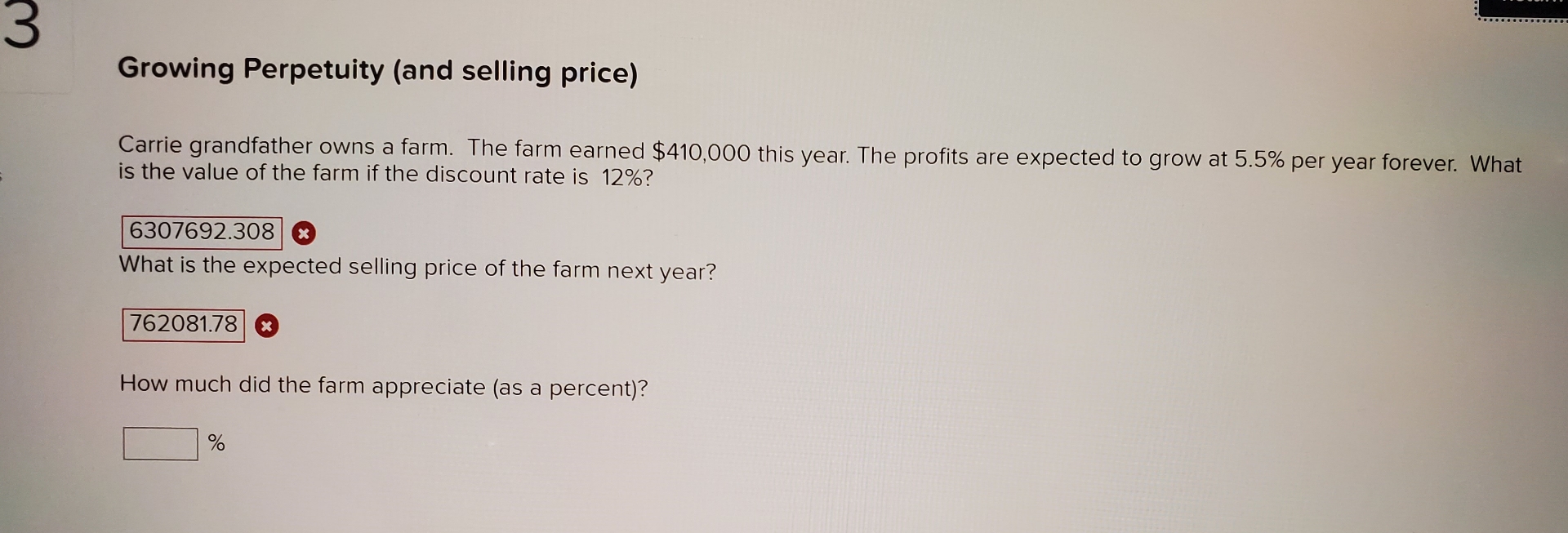 Solved Growing Perpetuity (and selling price)Carrie | Chegg.com