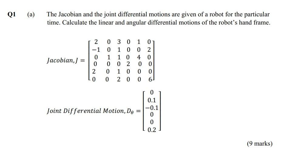 Solved Q1 (a) The Jacobian and the joint differential | Chegg.com