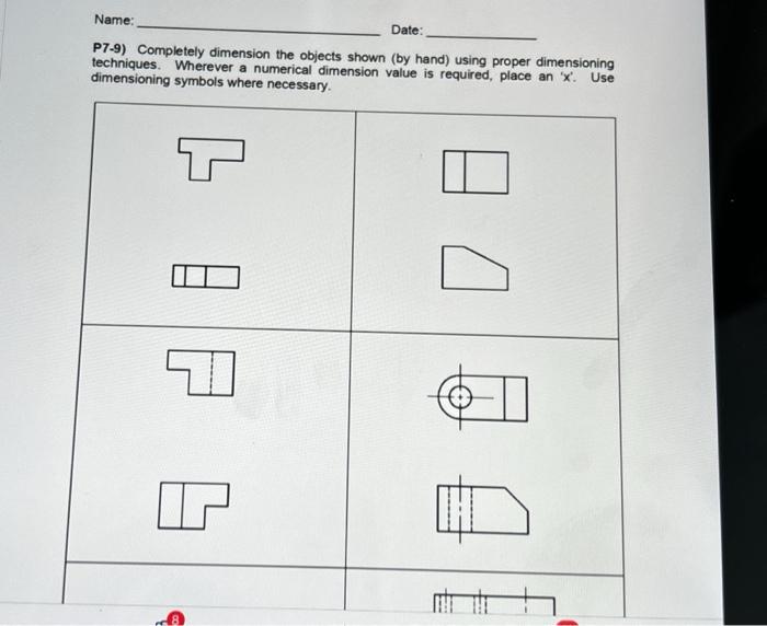 P7-9) Completely dimension the objects shown (by | Chegg.com