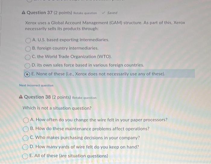 Solved A Question 24 (2 points) Retake question Which of the | Chegg.com