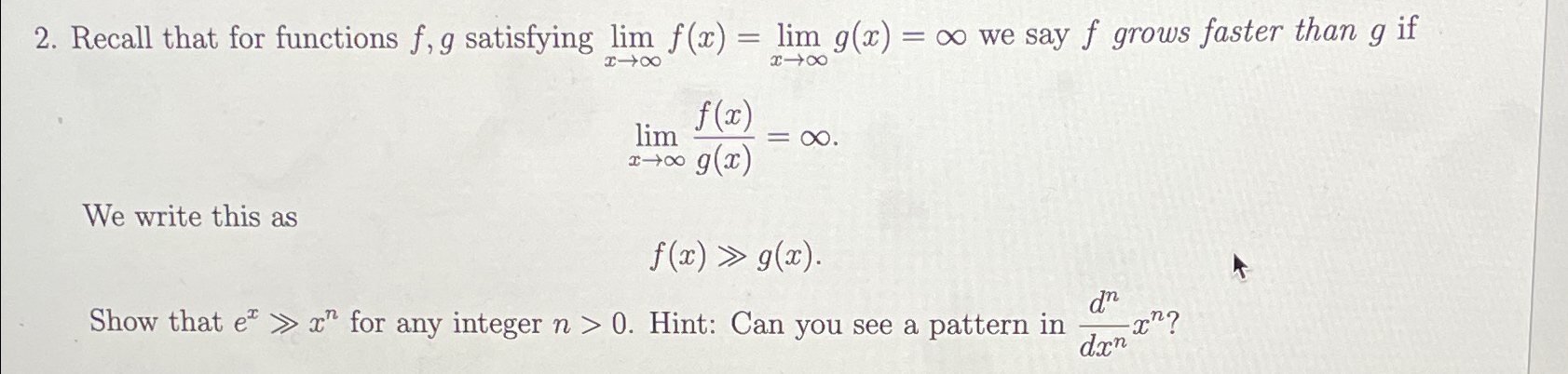 Solved Recall that for functions f,g ﻿satisfying | Chegg.com
