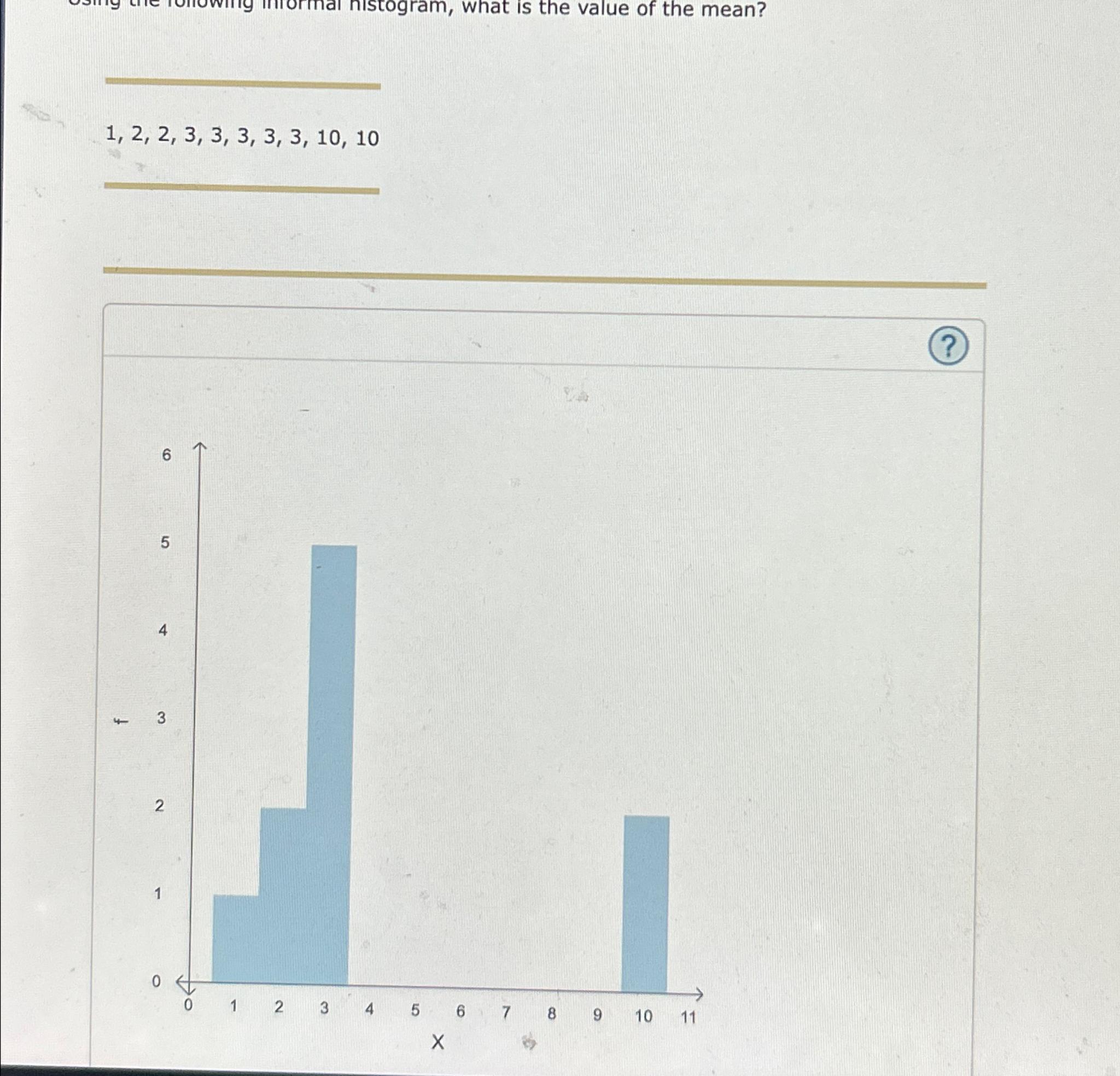 Solved 1,2,2,3,3,3,3,3,10,10(?) | Chegg.com