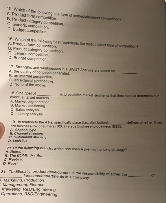 Solved 15. Which of the following is a form of | Chegg.com