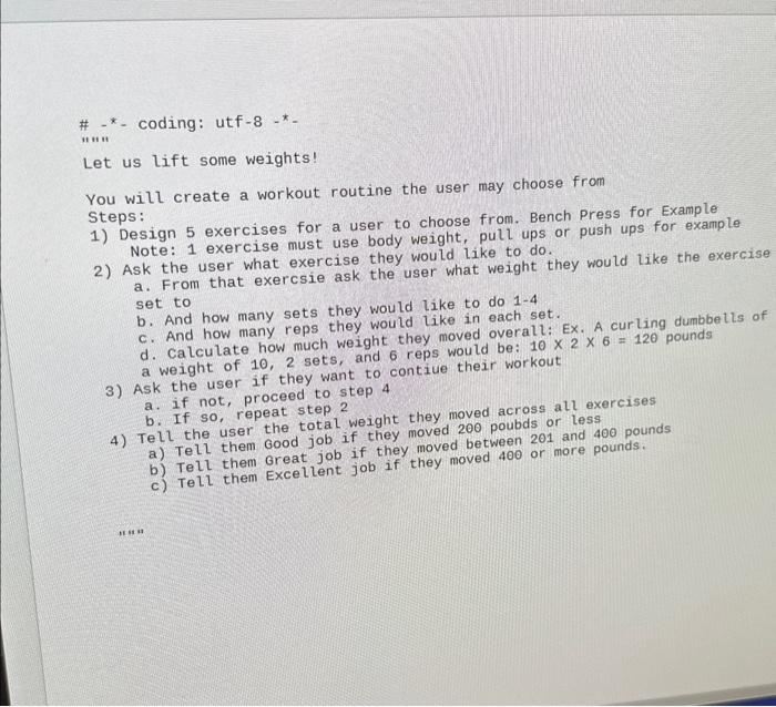 Solved −∗ Coding Utf −8−∗− 111 Let Us Lift Some 