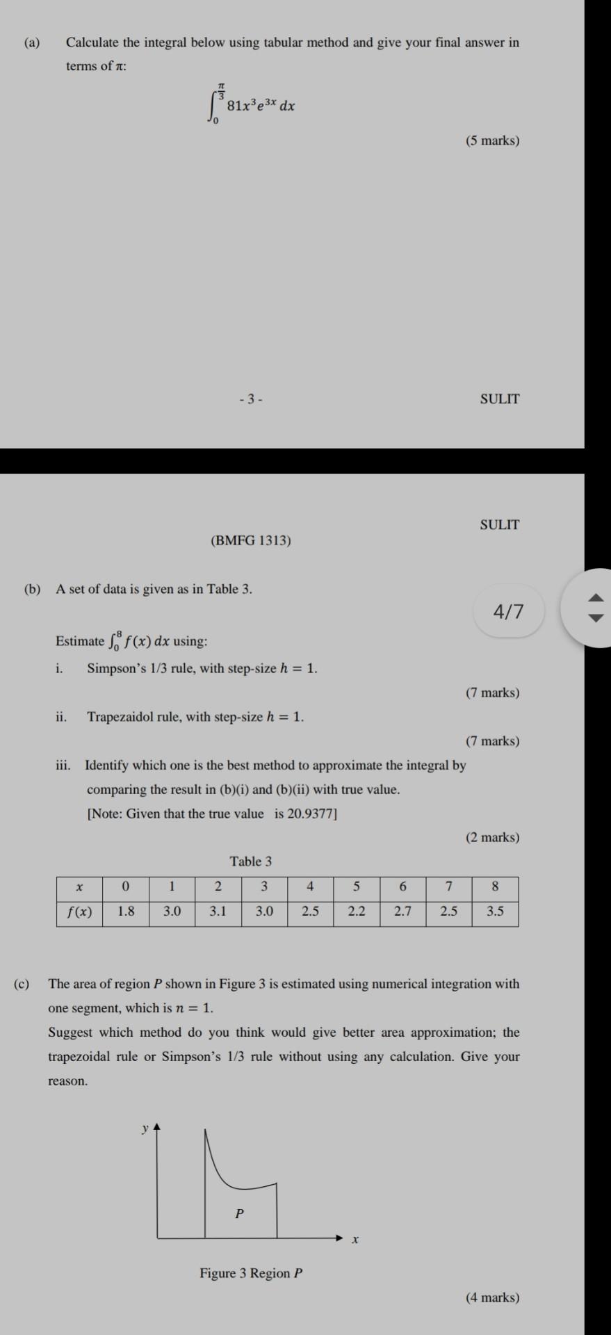 Solved (a) Calculate the integral below using tabular method | Chegg.com