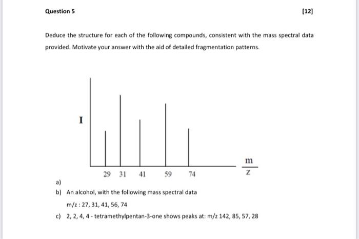 Solved Deduce the structure for each of the following | Chegg.com