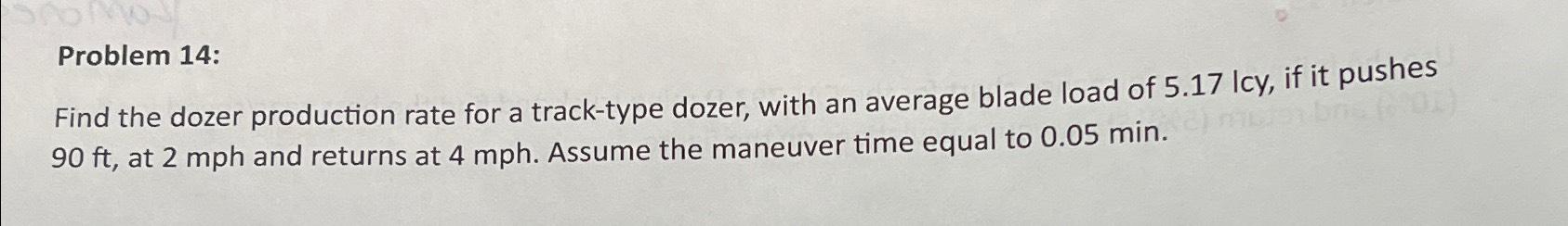 Solved Problem 14:Find the dozer production rate for a | Chegg.com