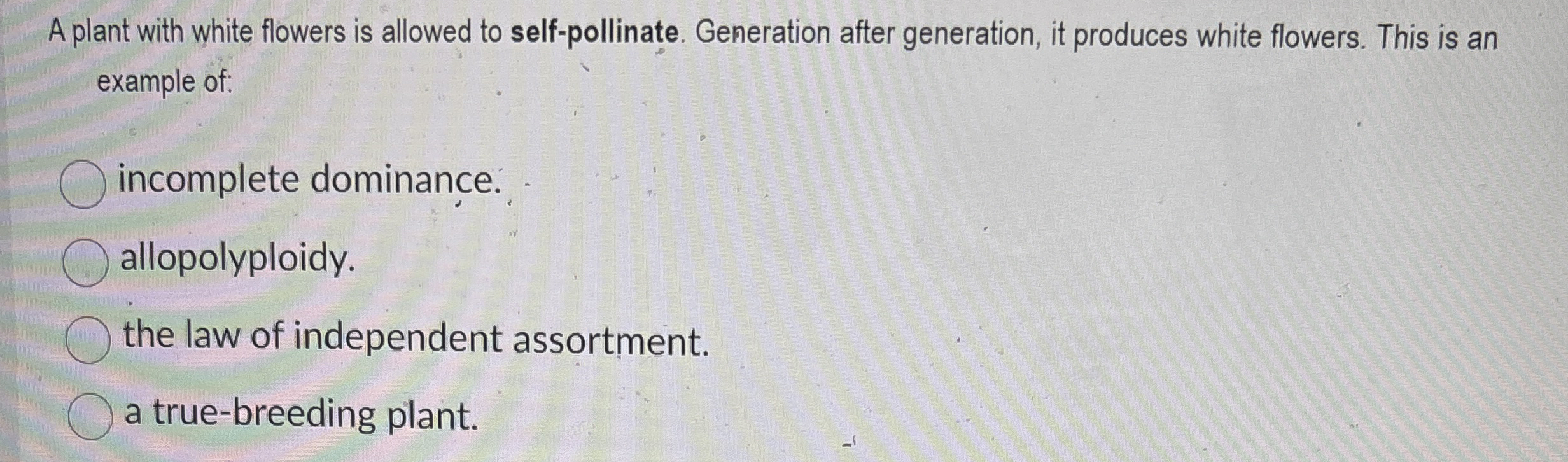 Solved A plant with white flowers is allowed to | Chegg.com