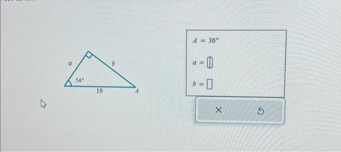 Solved A=36∘ a= | Chegg.com