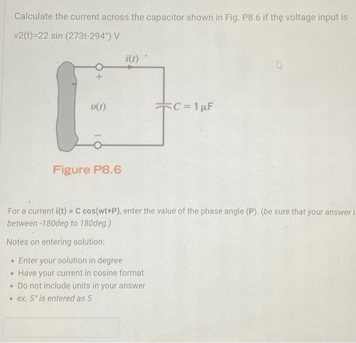 Solved Calculate the current across the capacitor shown in | Chegg.com