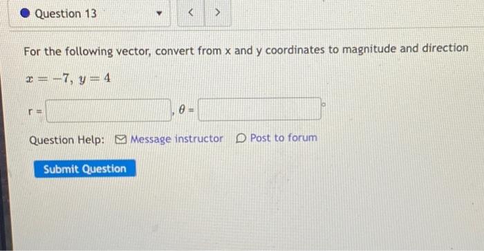 Solved For the following vector, convert from x and y | Chegg.com