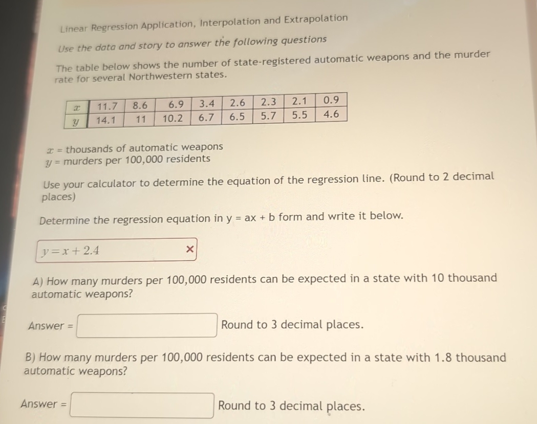 Solved Linear Regression Application, Interpolation and | Chegg.com