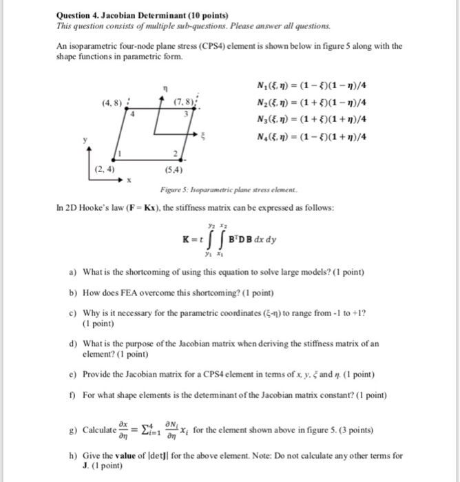 Question 4. Jacobian Determinant (10 points) This | Chegg.com