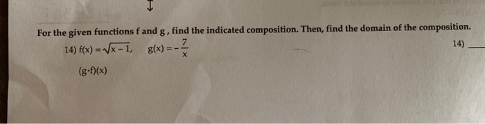 Solved For the given functions f and g, find the indicated | Chegg.com