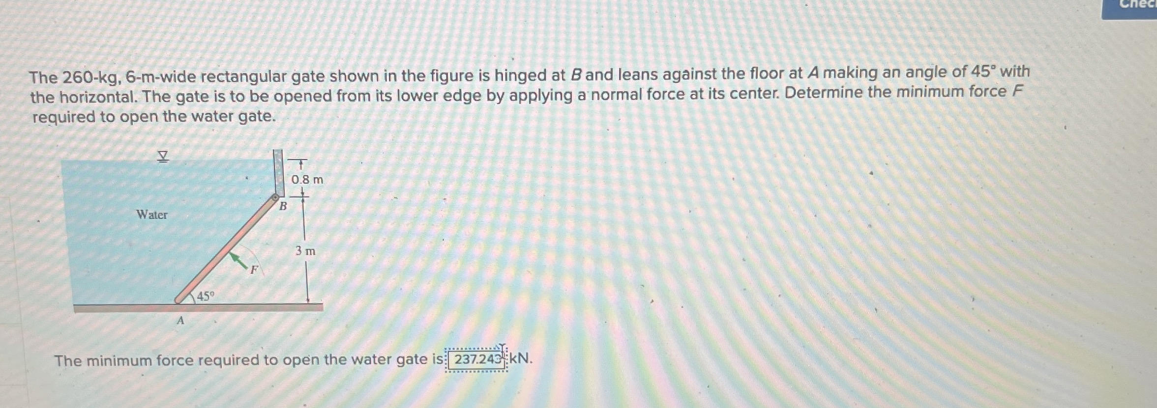 Solved The 260-kg, 6 -m-wide rectangular gate shown in the | Chegg.com