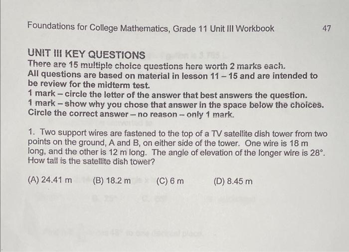 Foundations for College Mathematics, Grade 11 Unit | Chegg.com