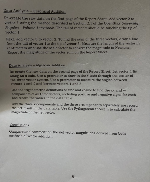 Solved Report Sheet Vector Addition Data: Graphical addition | Chegg.com